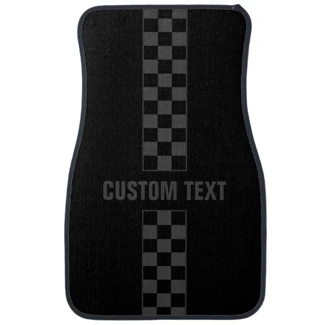 Custom Text Gray Checkered Stripe Car Mats | Zazzle