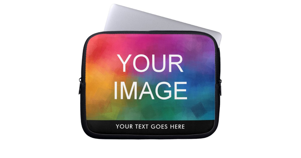 Custom Text Image Design Color Elegant Template Laptop Sleeve | Zazzle