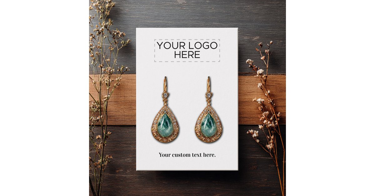 Custom Text & Logo Earring Display Card | Zazzle