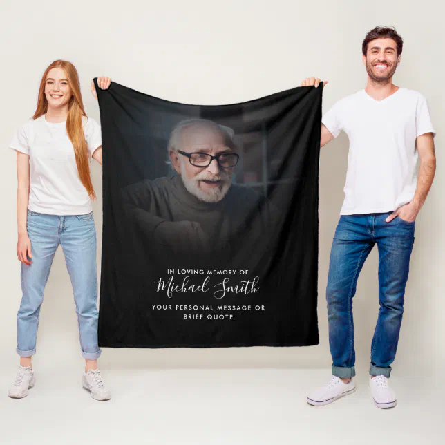 Custom Text Memorial Tribute Photo Fleece Blanket | Zazzle