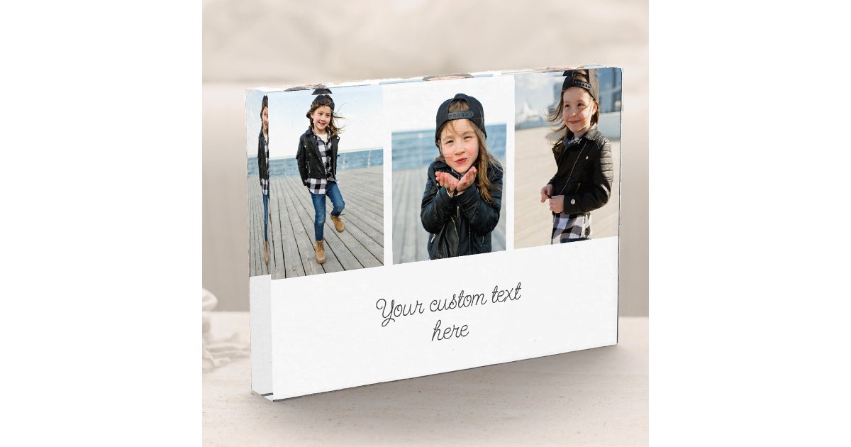 Custom Text Modern Script Photo Collage Keepsake | Zazzle
