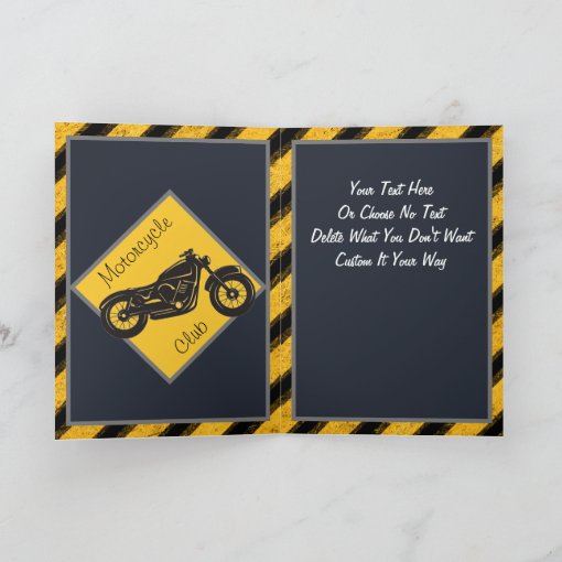 Custom Text/ Motorcycle Club Motor Bike Lover Card | Zazzle