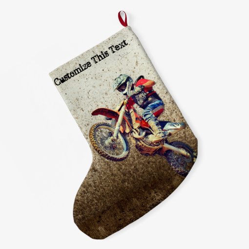 Custom Text/ Motorcycle Men Mudding Boy Sports Large Christmas Stocking ...