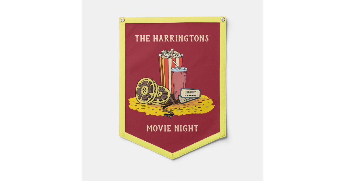 Custom text Movie Night Pennant | Zazzle