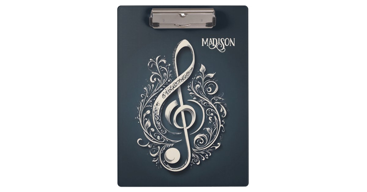 Custom Text Musical Clef Note Clipboard | Zazzle