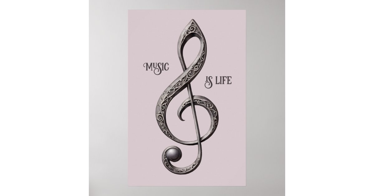 Custom Text Musical Clef Note Poster | Zazzle