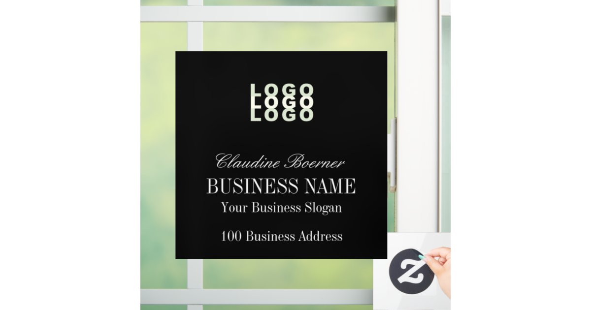 Custom Text Name Business Window Cling | Zazzle