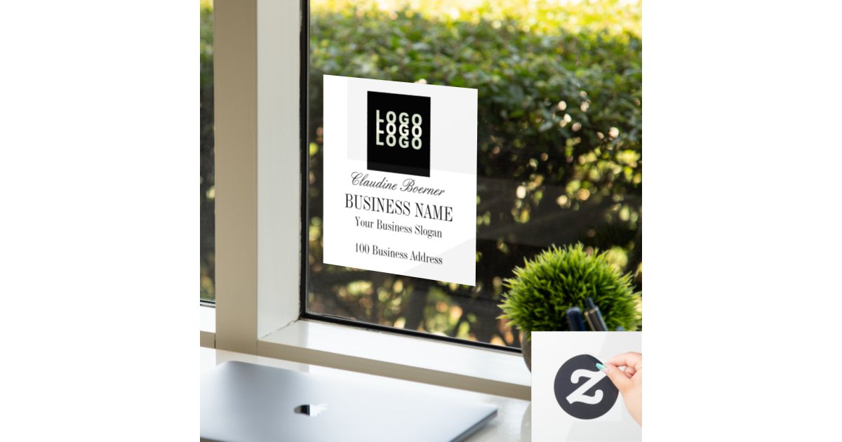 Custom Text Name Business Window Cling | Zazzle