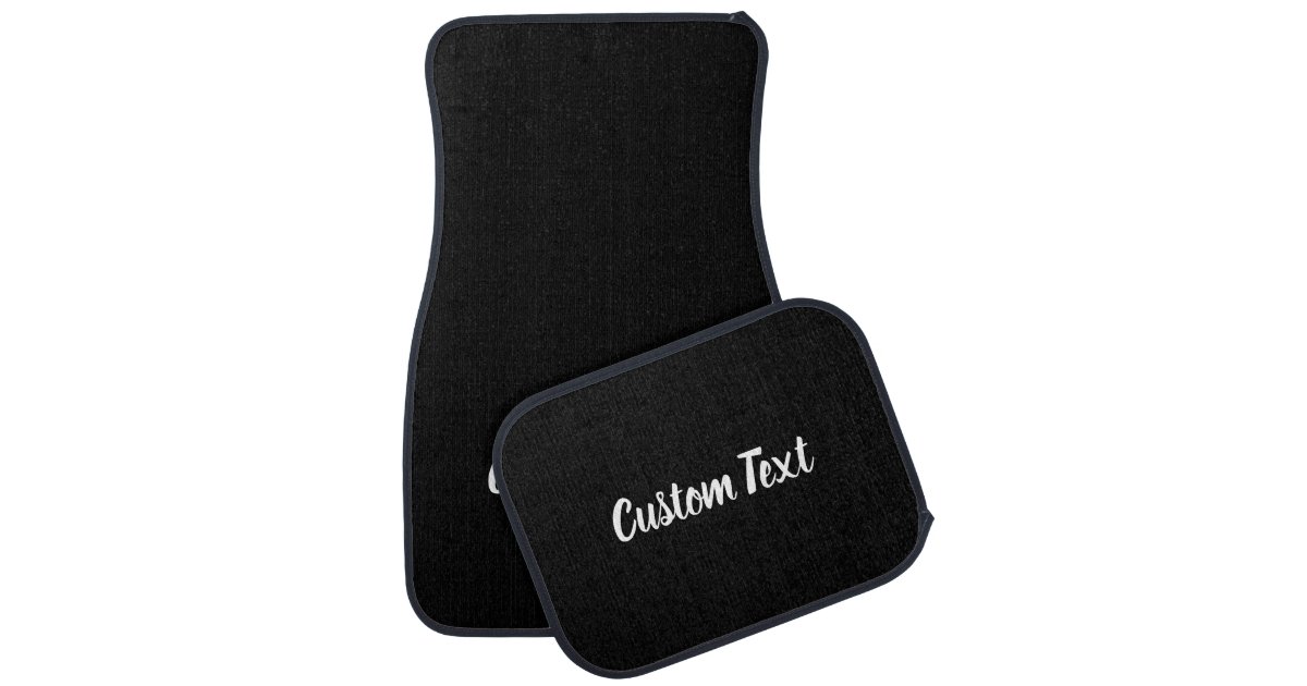 Custom Text on Black with White Script Car Floor Mat | Zazzle