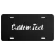 Custom Text on Black with White Script License Plate | Zazzle
