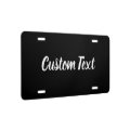 Custom Text on Black with White Script License Plate | Zazzle