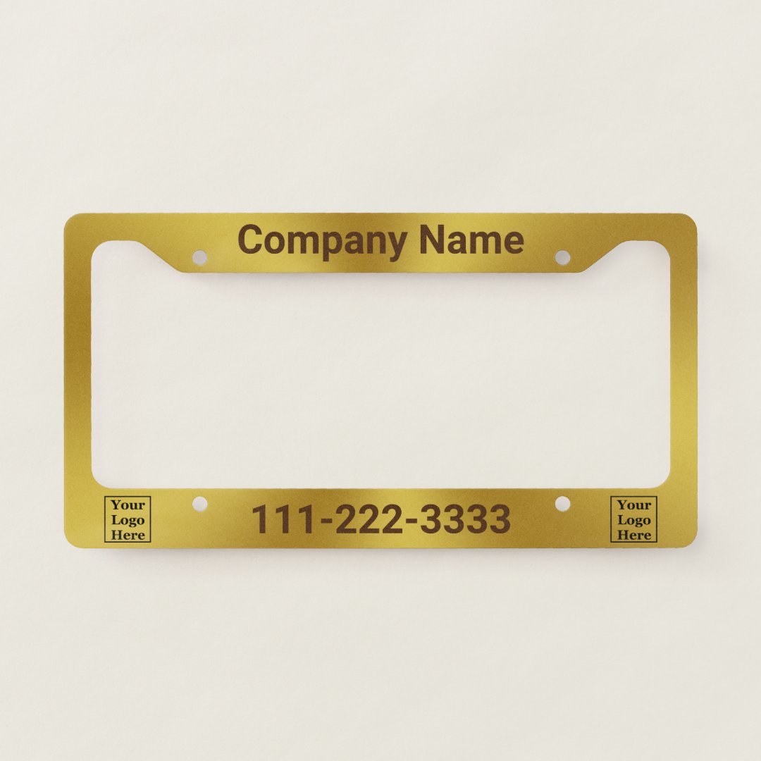 Custom Text on Brushed Faux Gold License Plate Frame | Zazzle