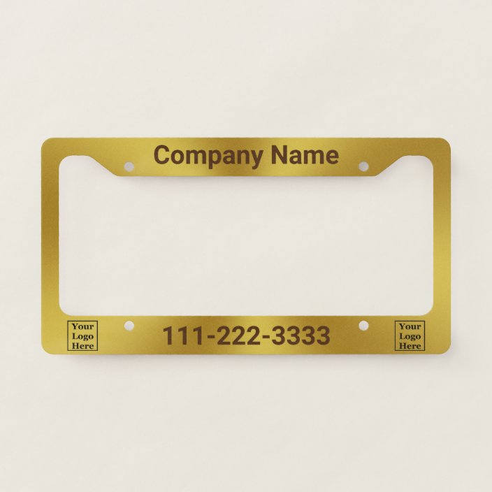 Custom Text on Brushed Faux Gold License Plate Frame | Zazzle.com