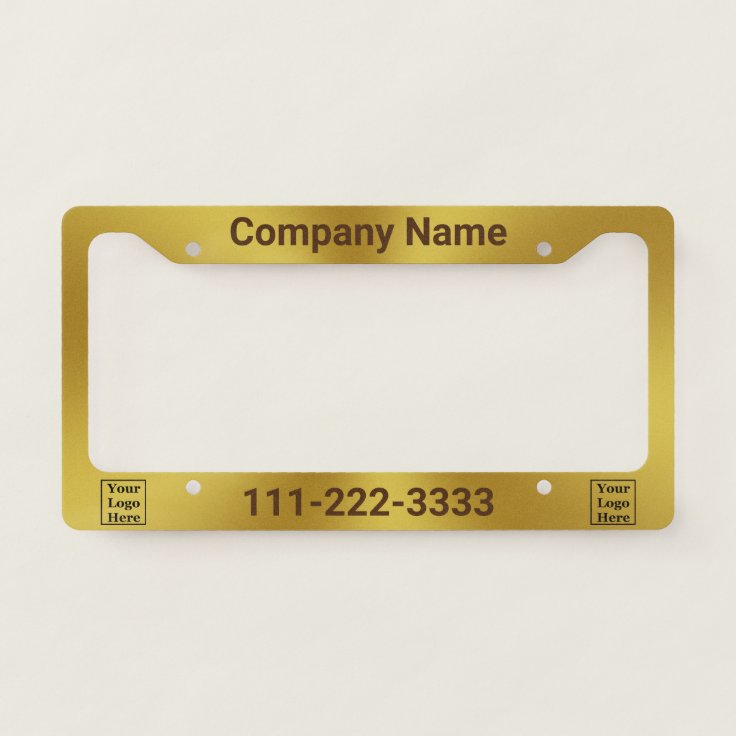 Custom Text on Brushed Faux Gold License Plate Frame | Zazzle