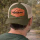 Custom Text Outdoorsman Cap, Scenic Business Merch Leather Patch Hat ...