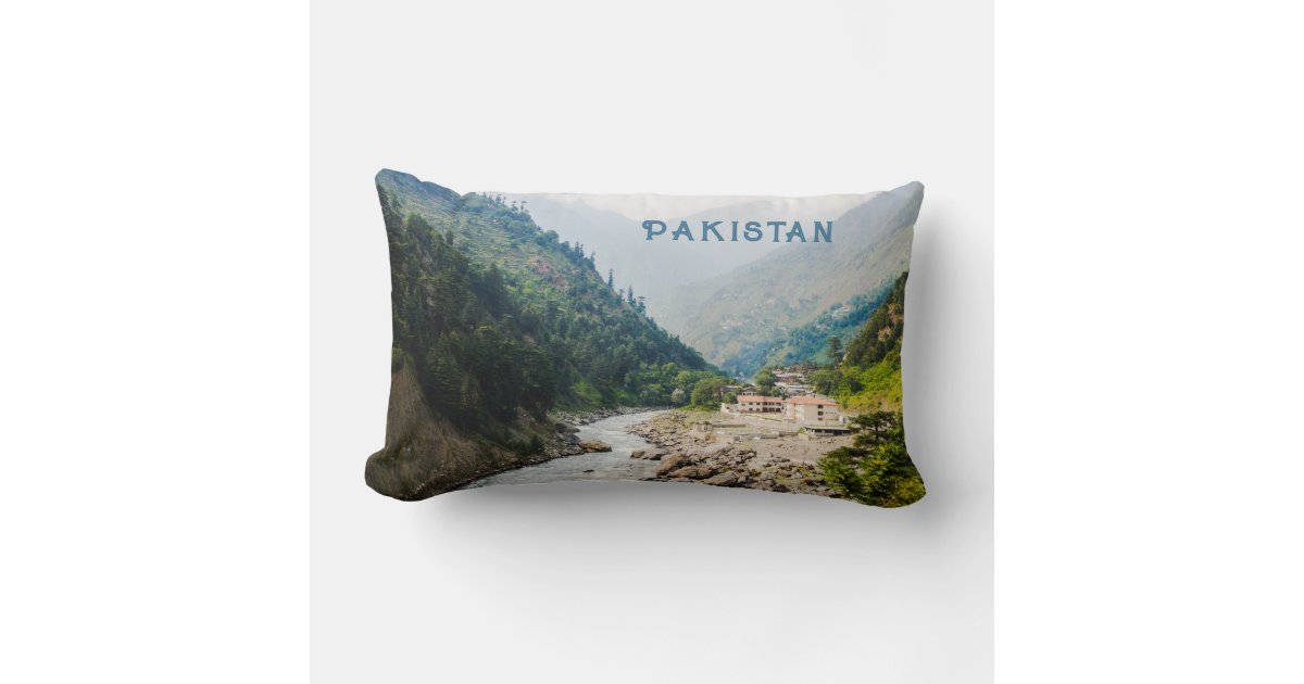 Custom Text Pakistan Lumbar Pillow | Zazzle