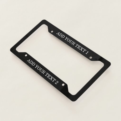 Custom Text Personalized Black License Plate Frame | Zazzle