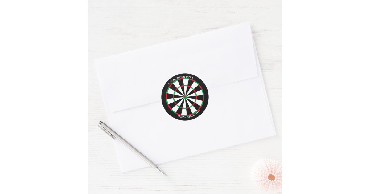 Custom Text Personalized Dart Board | Red & Green Classic Round Sticker ...