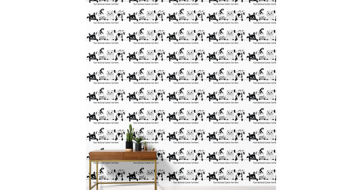 Custom Text Pets Illustration Wallpaper | Zazzle