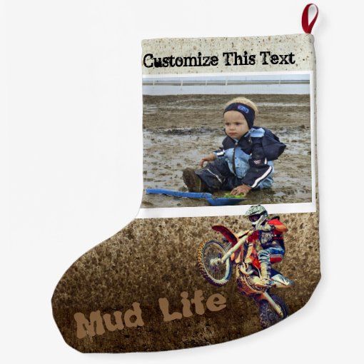 Custom Text Photo/ Motorcycle Men Boy Sports Large Christmas Stocking ...
