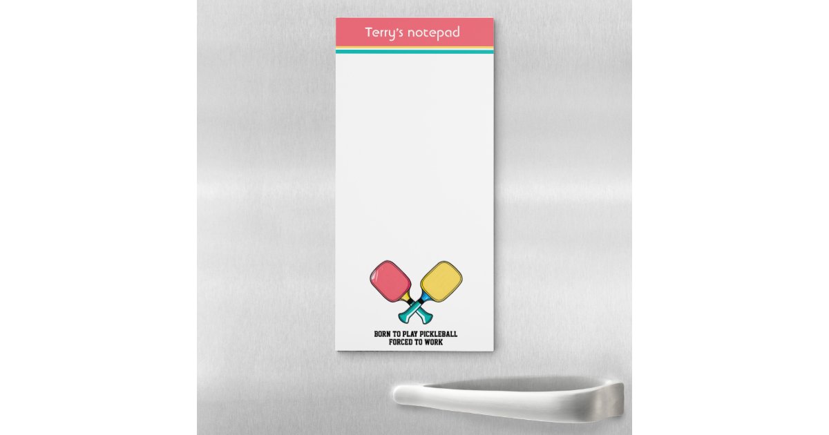 Custom text pickleball paddles magnetic notepad | Zazzle