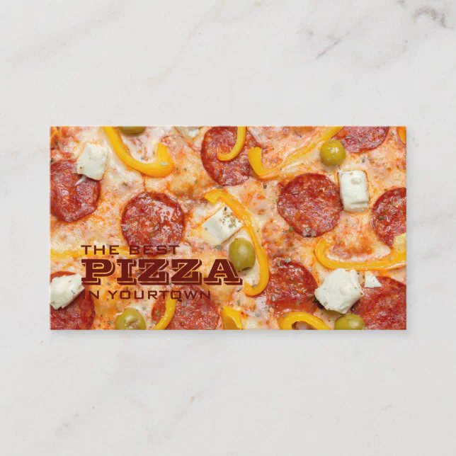 Custom text PIZZA business cards | Zazzle