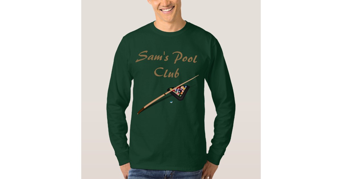 Custom Text Pool Hall Billiards Green T-Shirt | Zazzle