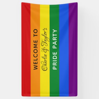 Custom text Rainbow Flag banner | Zazzle