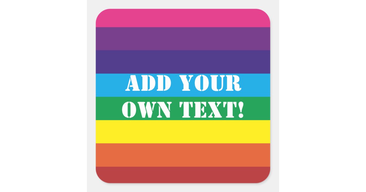 Custom Text Rainbow Stripes Sticker | Zazzle