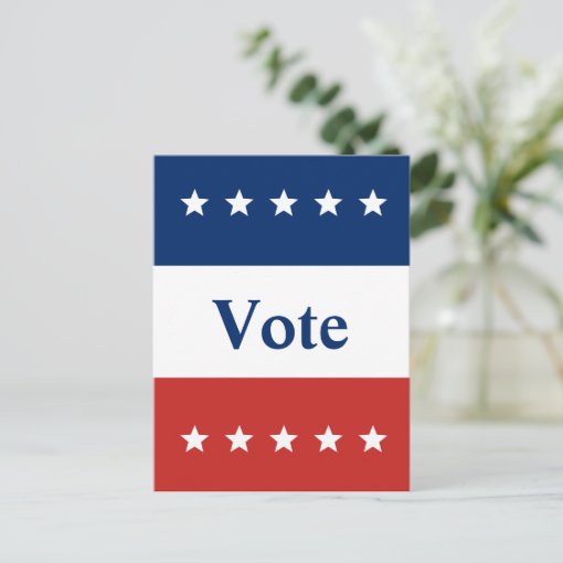 Custom Text Red White and Blue Vote Postcard | Zazzle