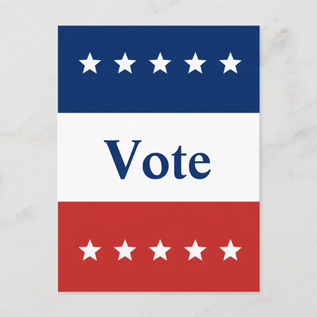 Custom Text Red White and Blue Vote Postcard | Zazzle