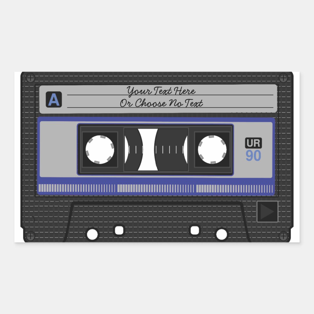 Custom Text / Retro Love Music Cassette Mixtape Rectangular Sticker ...