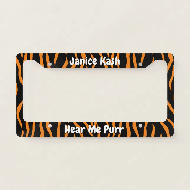 Custom Text Reverse Tiger Pattern License Plate License Plate Frame ...