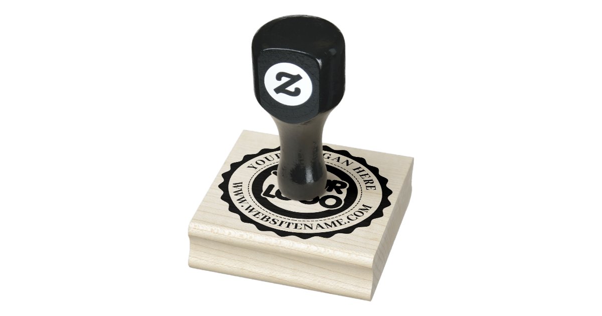 Custom Text Round Logo Rubber Stamp | Zazzle