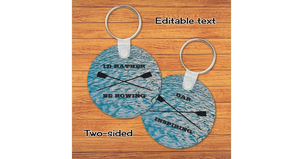 Custom text rowing oars on water keychain | Zazzle