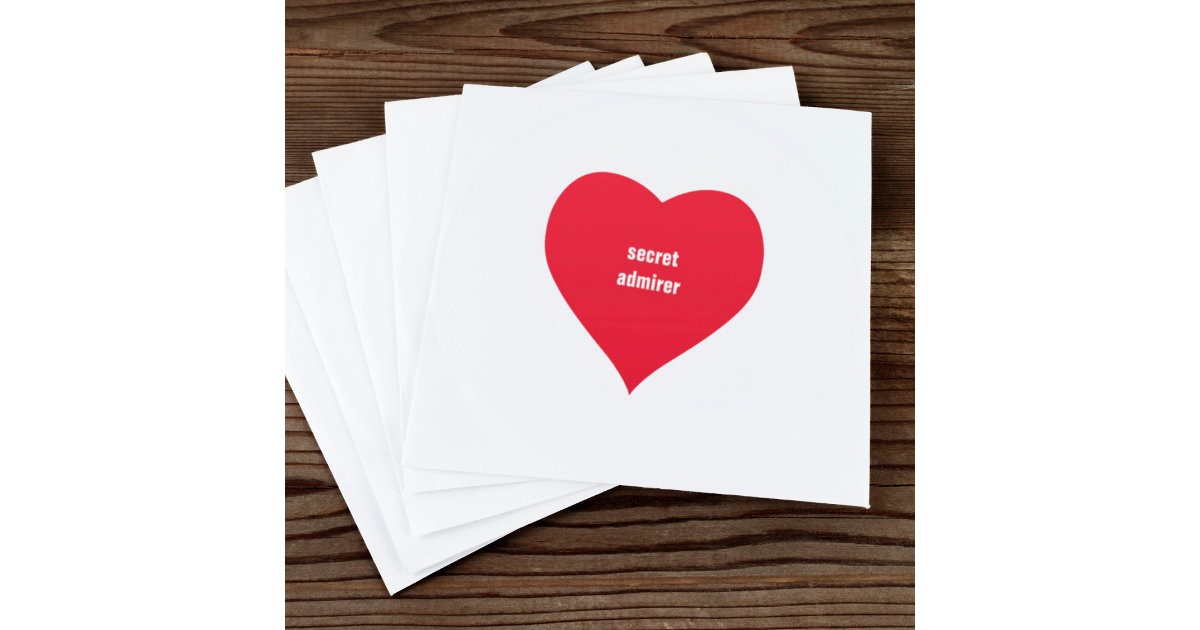 CUSTOM TEXT SECRET ADMIRER RED HEART HEART STICKER | Zazzle