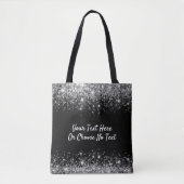 Custom Text/ Silver Glitter Sparkle Bokeh Glow Tote Bag | Zazzle