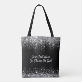 Custom Text/ Silver Glitter Sparkle Bokeh Glow Tote Bag | Zazzle