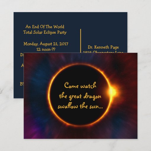 Custom Text Solar Eclipse Party Invitation | Zazzle