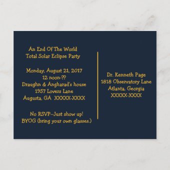 Custom Text Solar Eclipse Party Invitation | Zazzle
