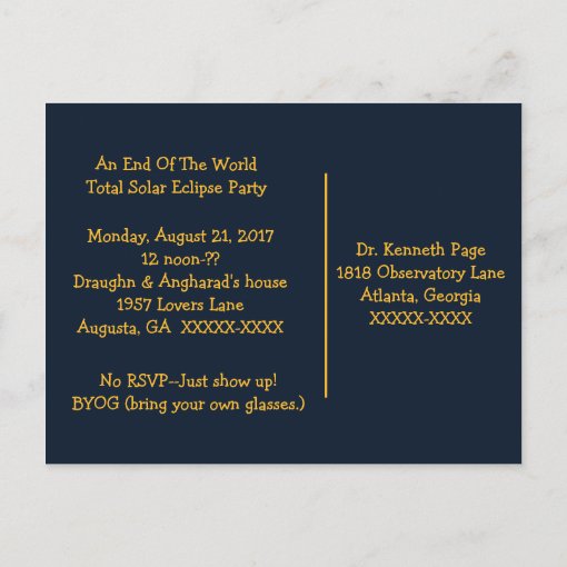 Custom Text Solar Eclipse Party Invitation | Zazzle
