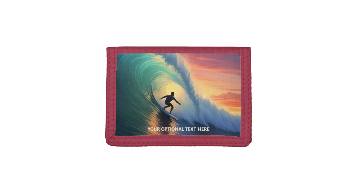 Custom Text Surfer Trifold Wallet | Zazzle