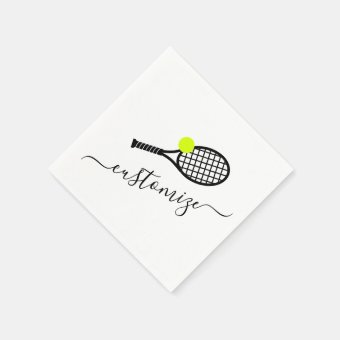 Custom Text Tennis Ball Racket Party Banquet Napkins | Zazzle