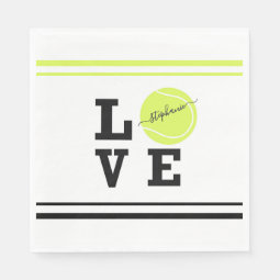 Custom Text Tennis Ball Racket Party Banquet Napkins | Zazzle