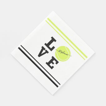 Custom Text Tennis Ball Racket Party Banquet Napkins | Zazzle