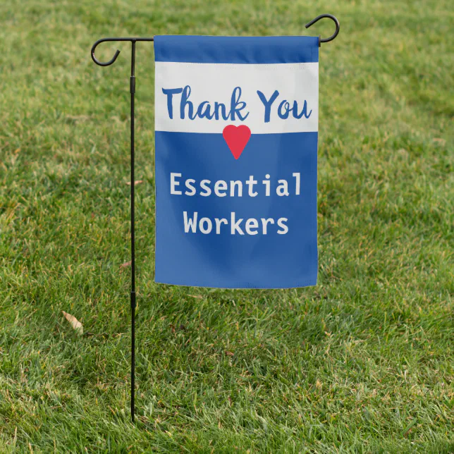 Custom Text | Thank You Essential Workers Garden Flag | Zazzle