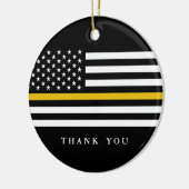 Custom Text Thin Gold Line Patriotic Flag Ceramic Ornament | Zazzle
