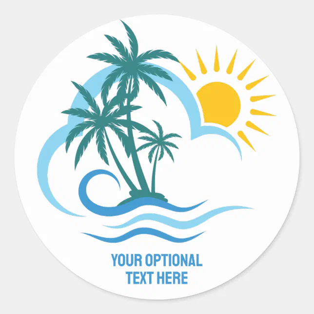 Custom Text Tropical Islands Classic Round Sticker | Zazzle