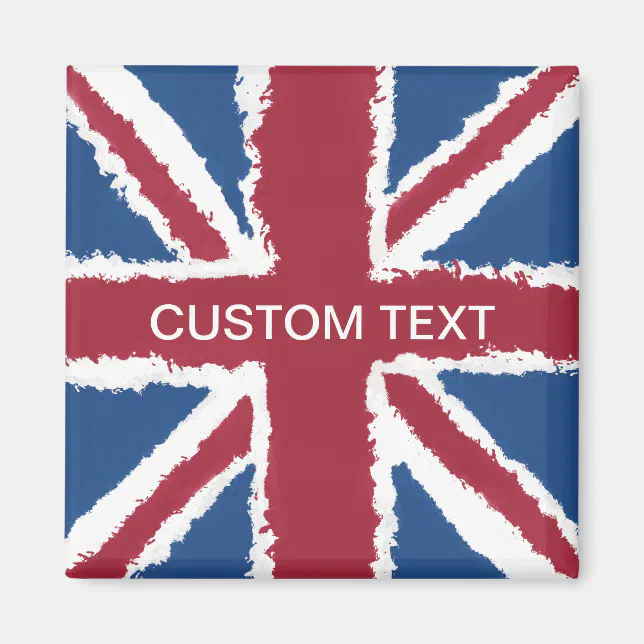 Custom Text Union Jack Flag Art by Heva Weva Magnet | Zazzle