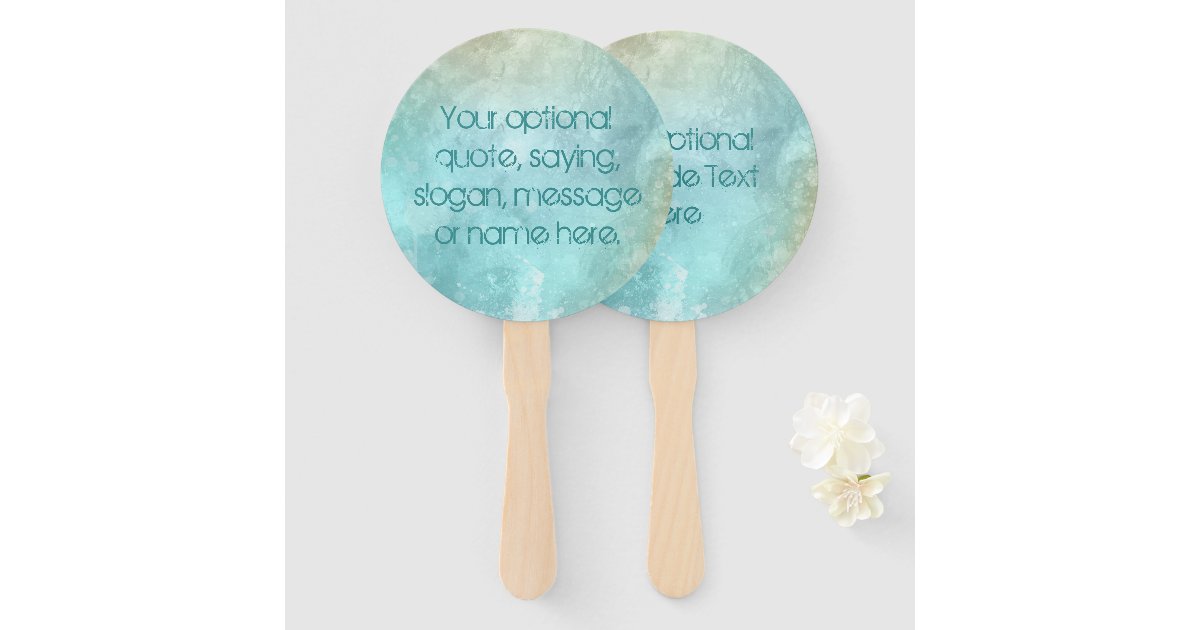 Custom text Watercolor Splash hand fans | Zazzle